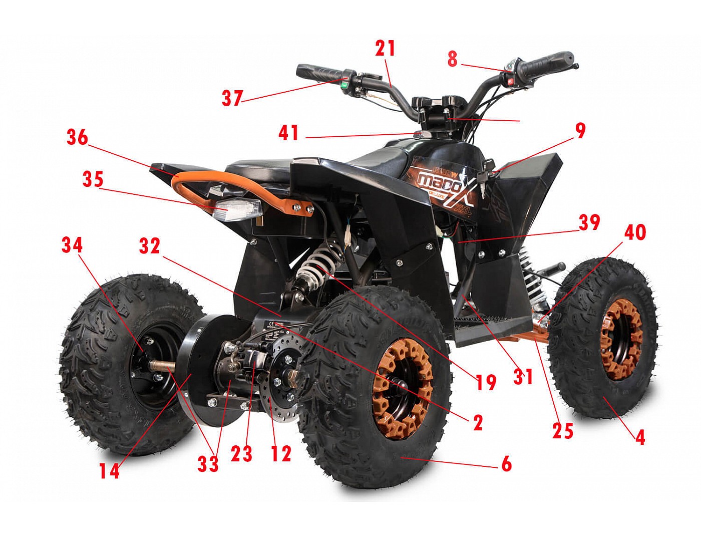 Spare Parts for Electric Mini Quads 500W, 800W, 1000W, 1200W,