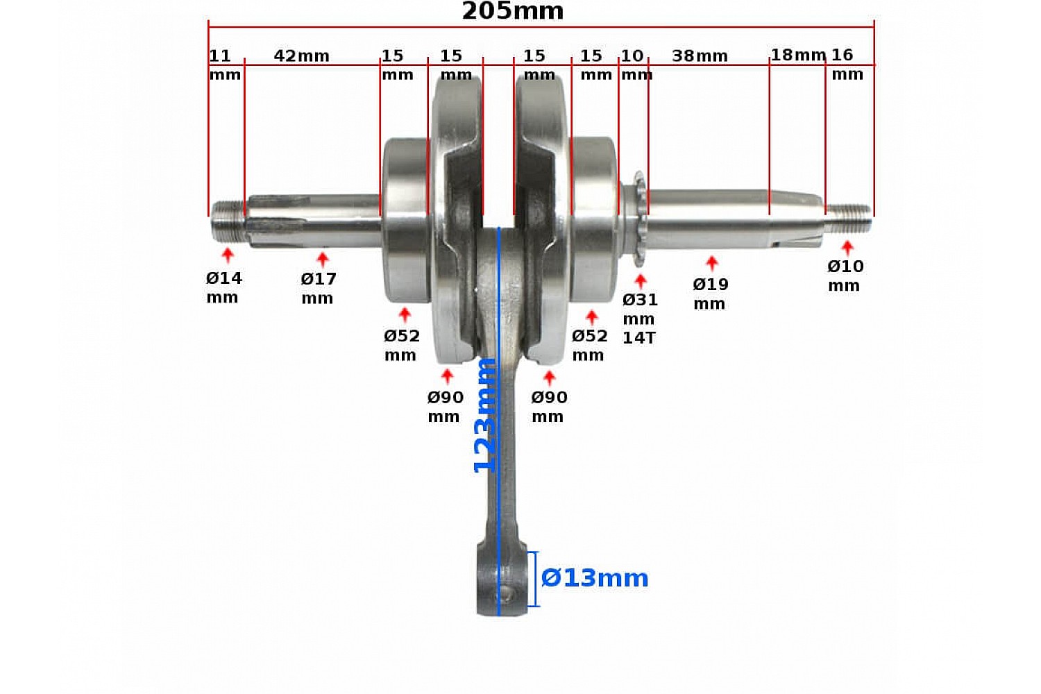 Crankshaft for 110cc, 125cc, Quad, Dirt Bike